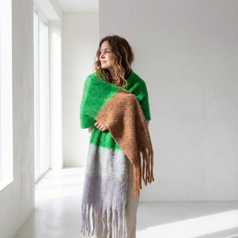 Bufanda mohair color block verde – LA MODERNA SINGULAR