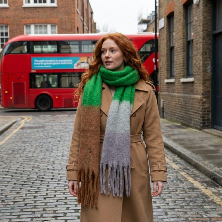 Bufanda mohair color block verde – LA MODERNA SINGULAR