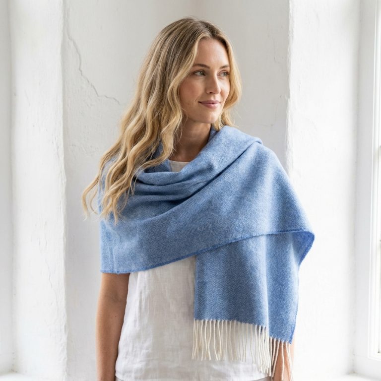 Bufanda lana merina azul – LA MODERNA SINGULAR