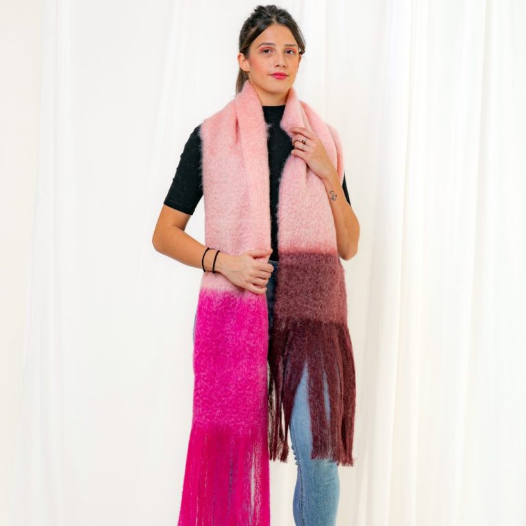 Bufanda mohair color block rosa – LA MODERNA SINGULAR