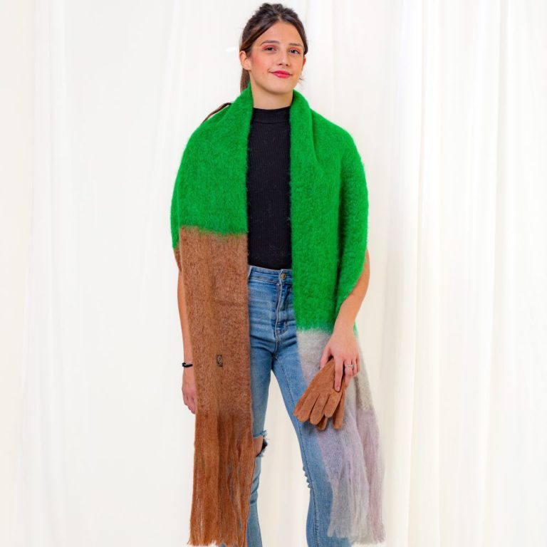 Bufanda mohair color block verde – LA MODERNA SINGULAR